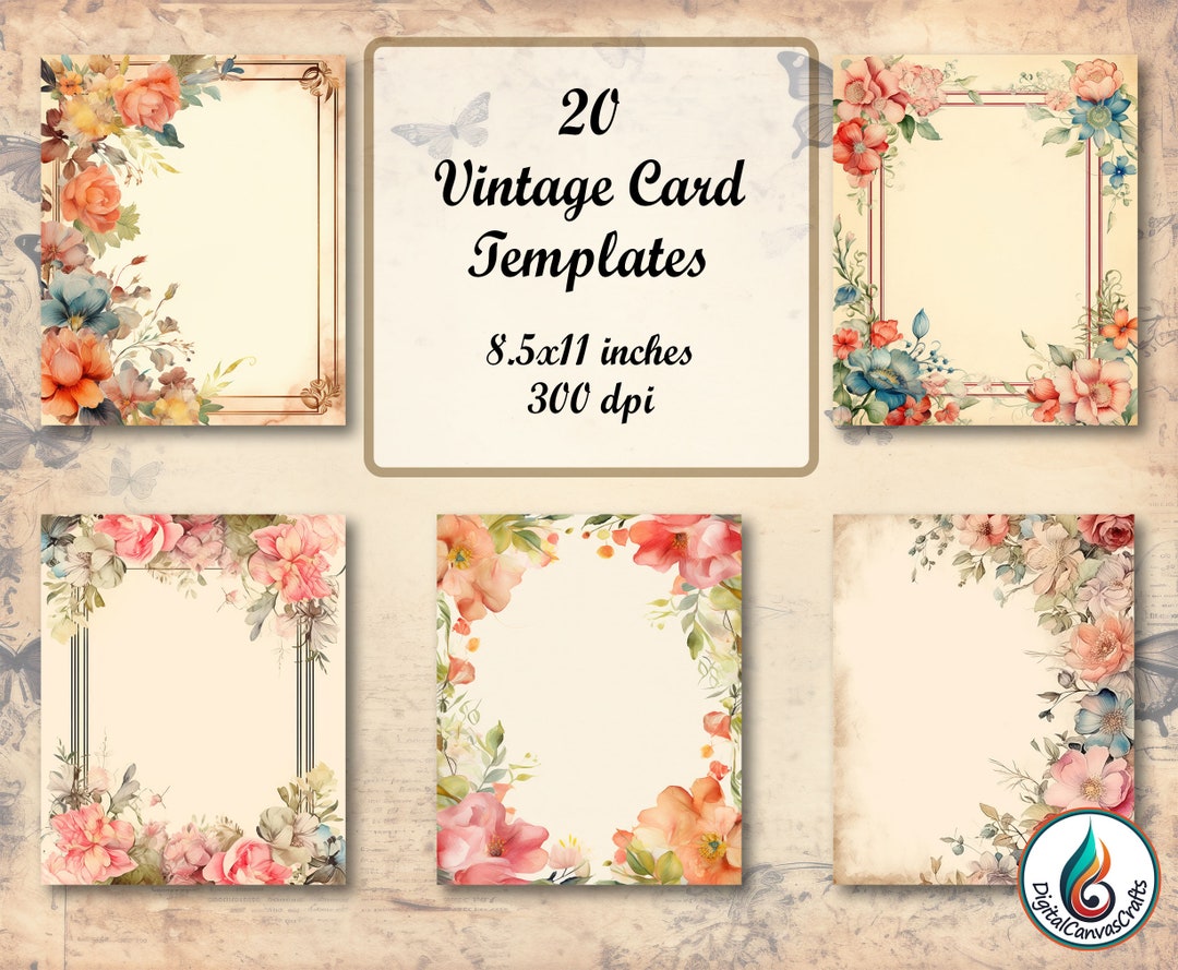 Vintage Digital Paper, Floral Card Making Kit, Scrapbook Journal Set ...