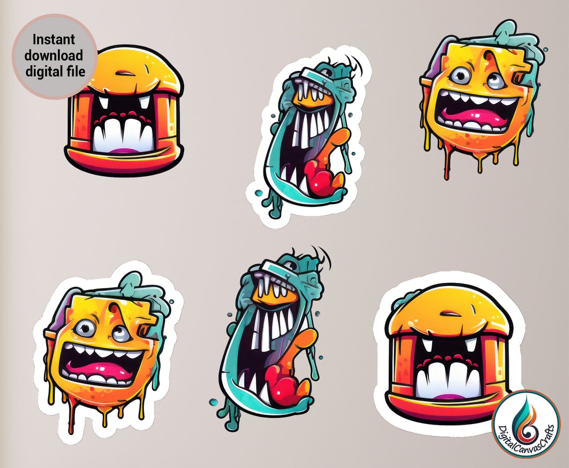 Graffiti Stickers Bundle 20, Digital Sticker Pack, Sticker Printable ...
