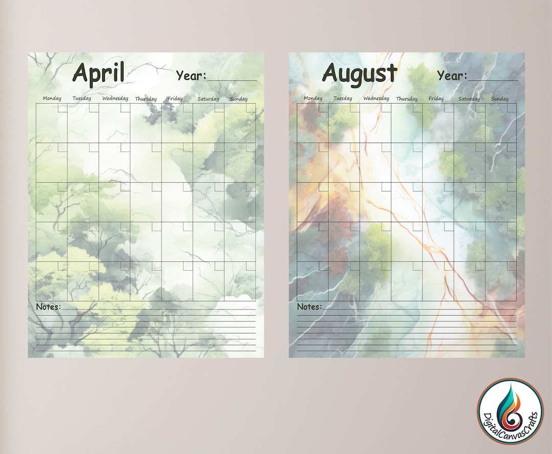 Printable Monthly Planner With Colorful Background, Digital Desk ...