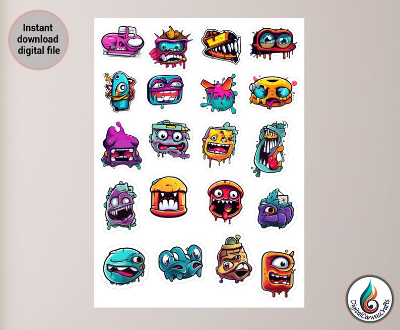 Graffiti Stickers Bundle 20, Digital Sticker Pack, Sticker Printable ...