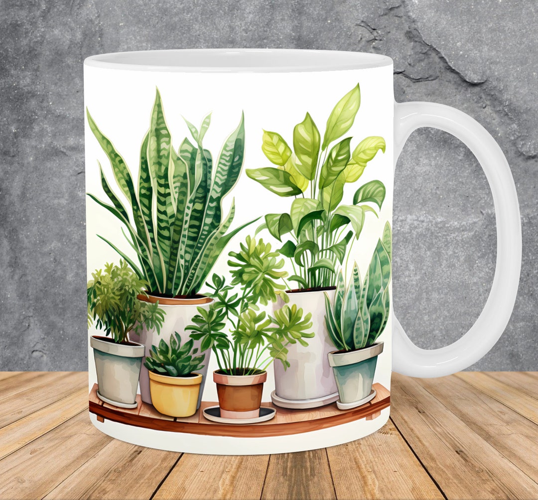 Watercolor Succulent Plants Mug Wrap 11oz & 15oz Mug Template, Mug ...