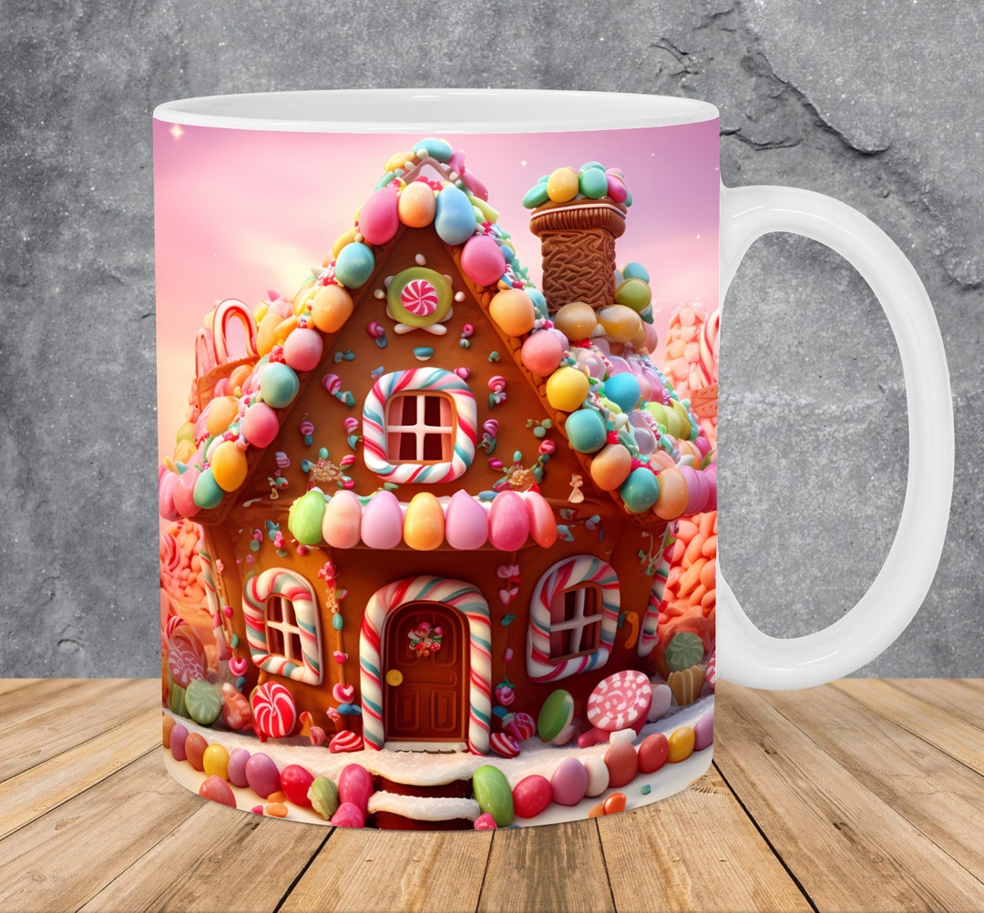 3D Candy House Candies Lollies Mug Wrap 11oz & 15oz Mug Template, 3D ...