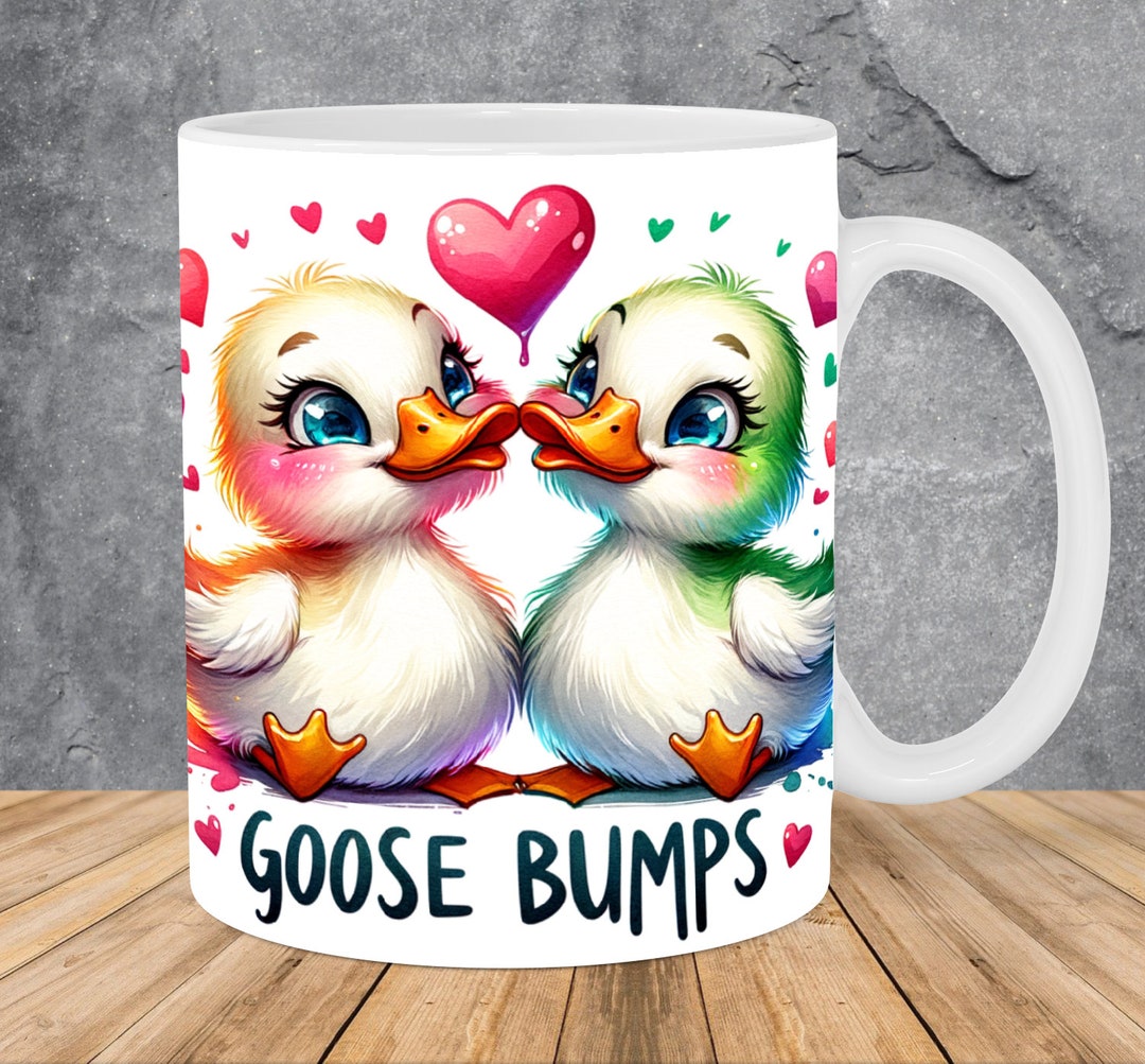 Watercolor Goose Bumps Love Ducks Mug Wrap 11oz & 15oz Mug Template ...
