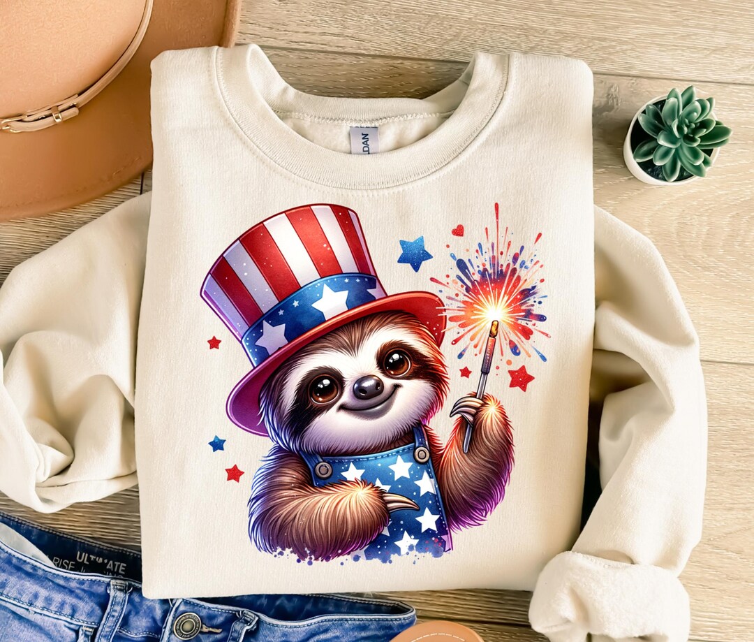 Sloth Png, American Png, USA Png, Watercolor Png, Sloth Sublimation ...
