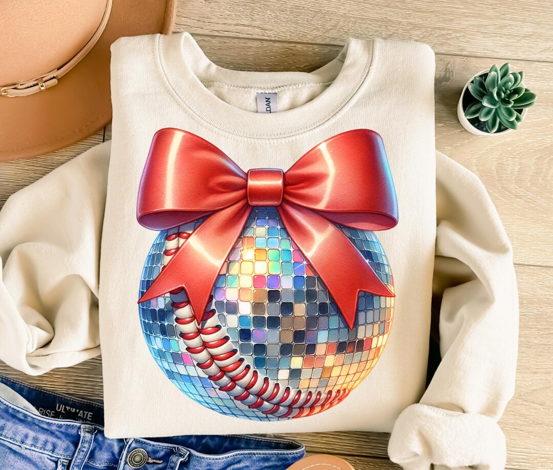 Baseball Disco Ball Png, Baseball Png, Bow Png, Baseball Sublimation ...