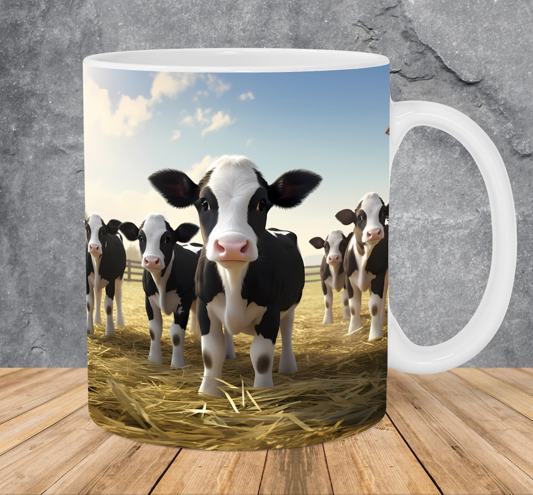 3D Cows Village Farm Mug Wrap 11oz & 15oz Mug Template, 3D Animals Mug ...