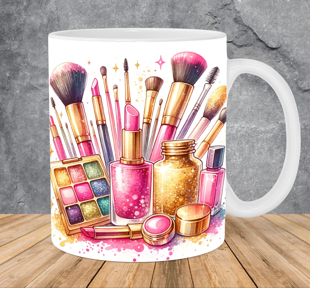 Glitter Makeup Painting Mug Wrap 11oz & 15oz Mug Template, Makeup Mug ...