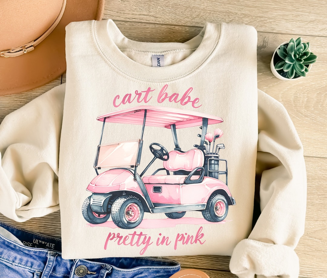 Cart Babe Pretty in Pink Png, Golf Cart Png, Lady Golfer Sublimation ...