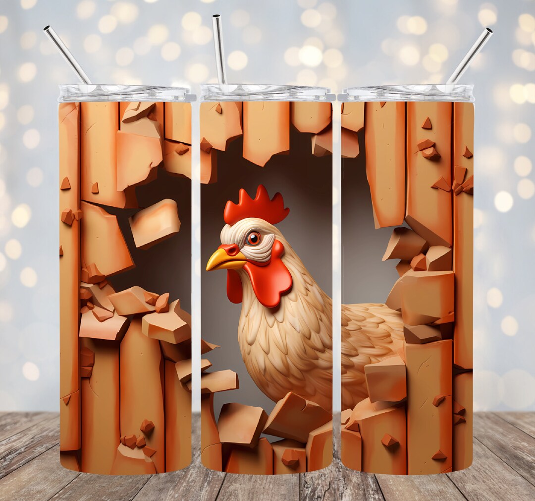3D Chicken Hole in A Wooden Fence 20 Oz Skinny Tumbler - Etsy