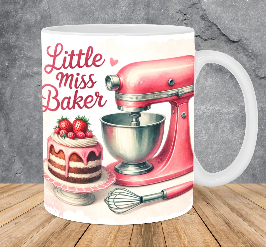 Watercolor Little Miss Baker Mug Wrap 11oz & 15oz Mug Template, Bake ...