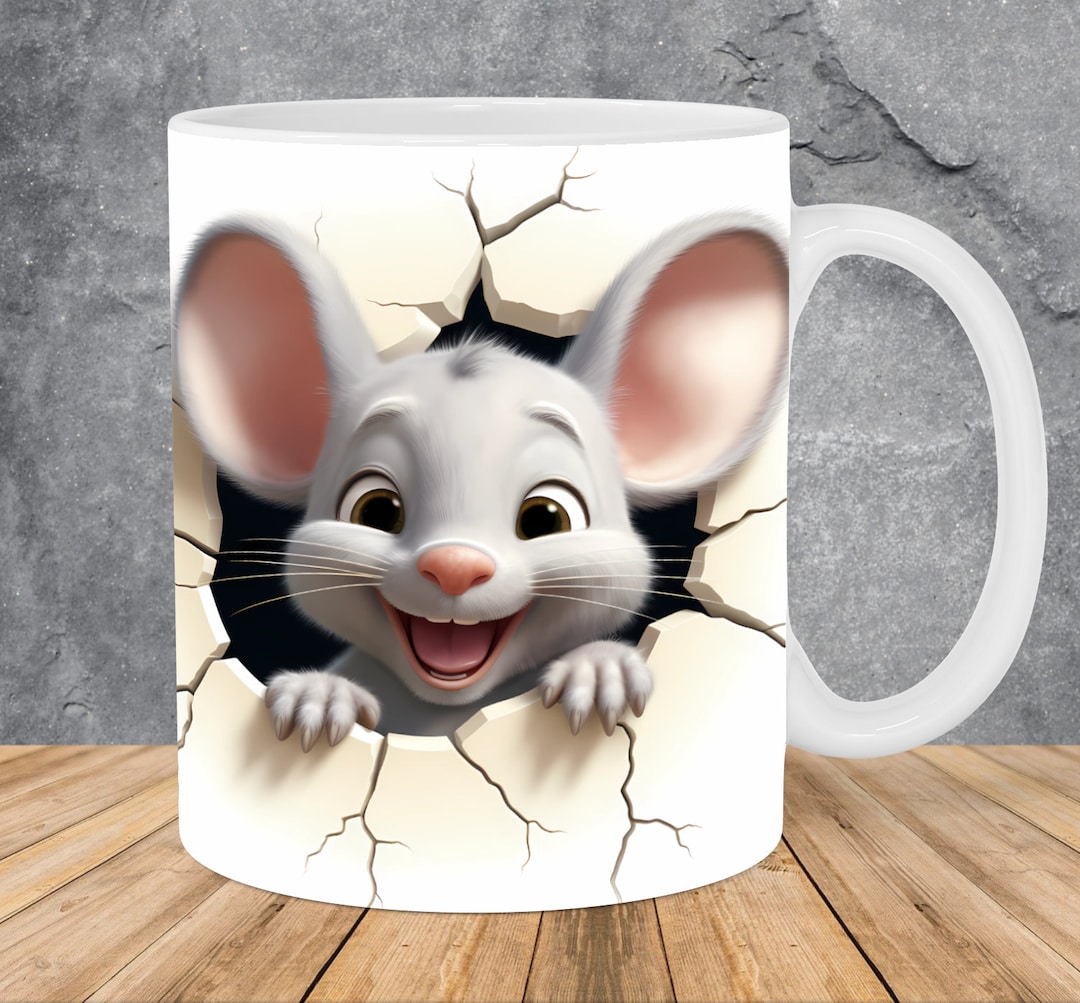 3D Mouse Hole in A Wall Mug Wrap 11oz & 15oz Mug Template, Animal Mug ...