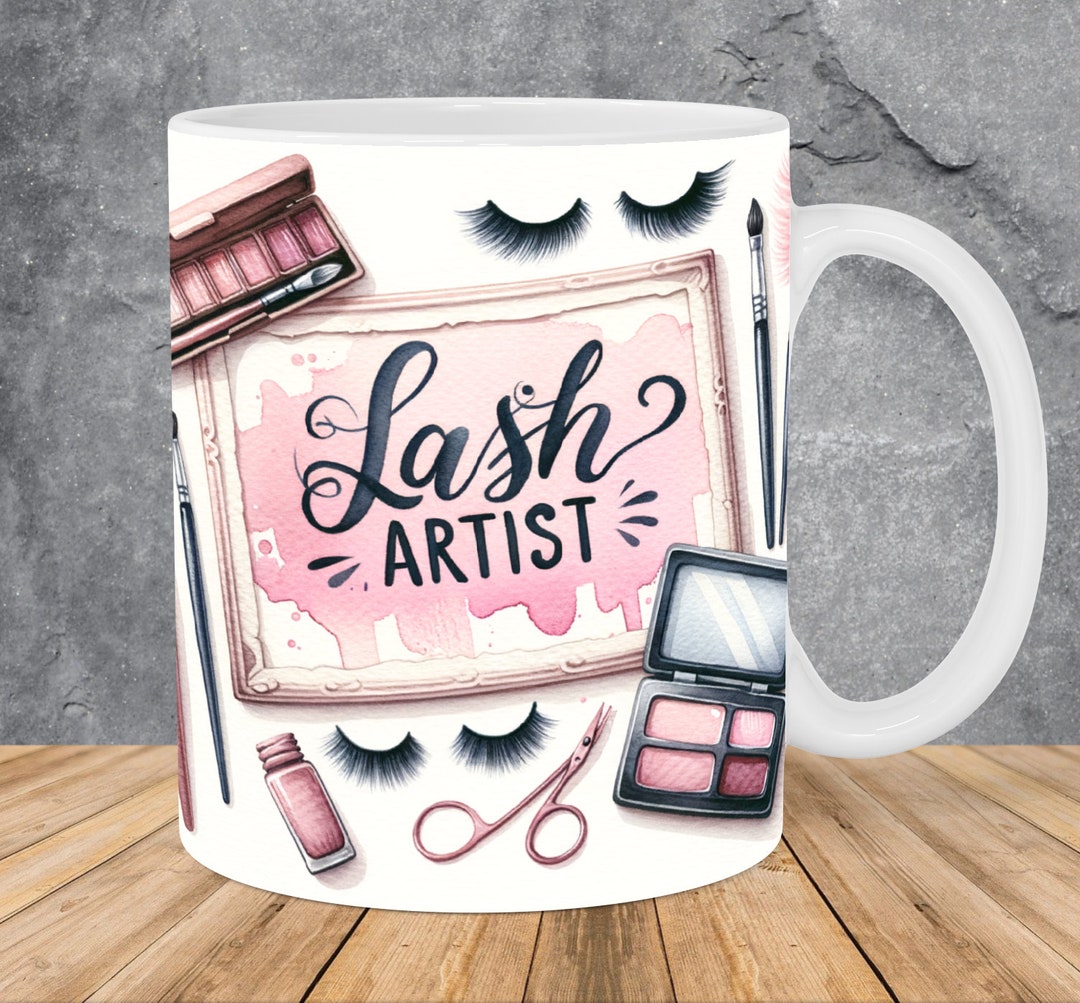 Watercolor Lash Artist Mug Wrap 11oz & 15oz Mug Template, Make up Mug ...
