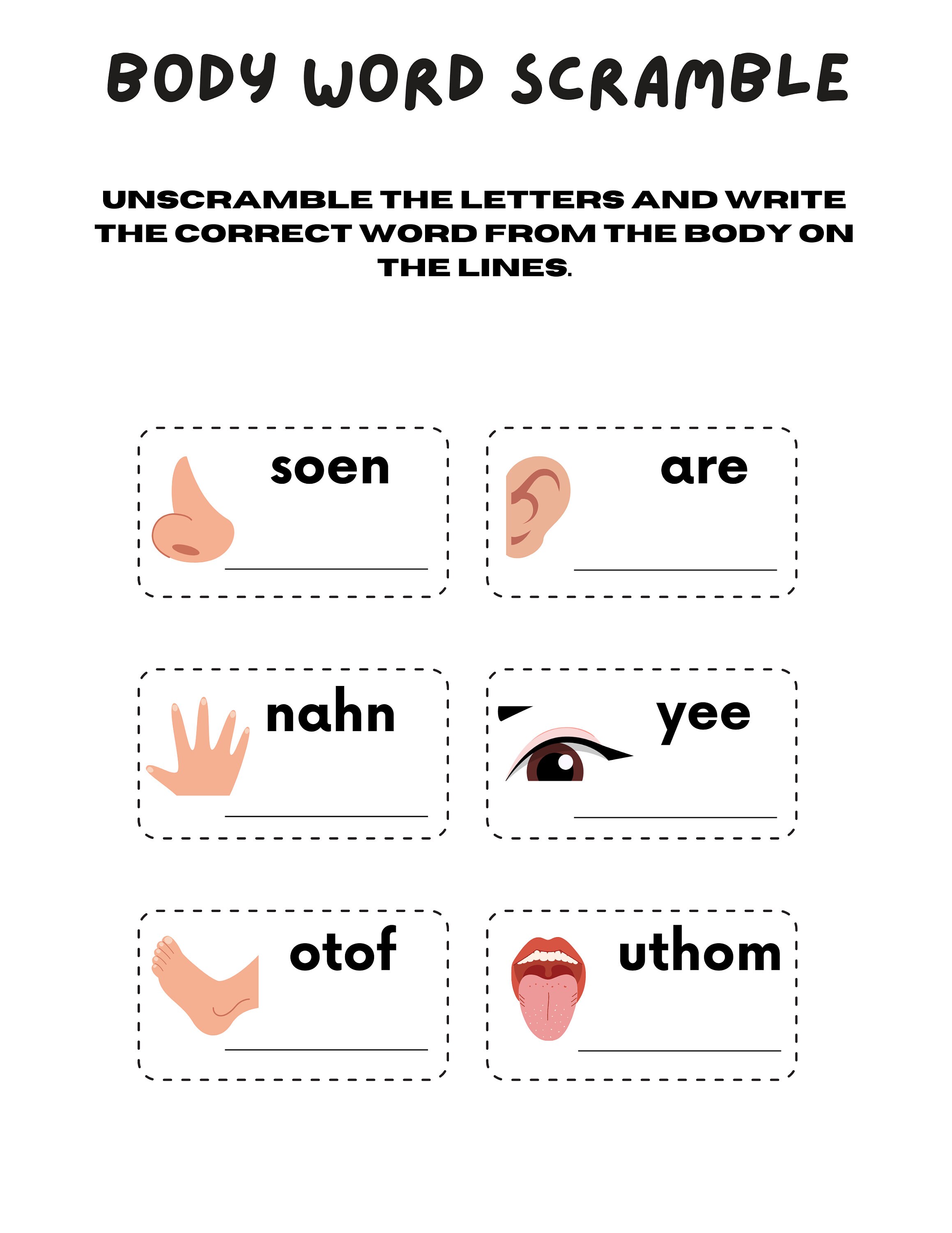 17 Printable Pages to Learn the Parts of the Human Body Parts of the ...