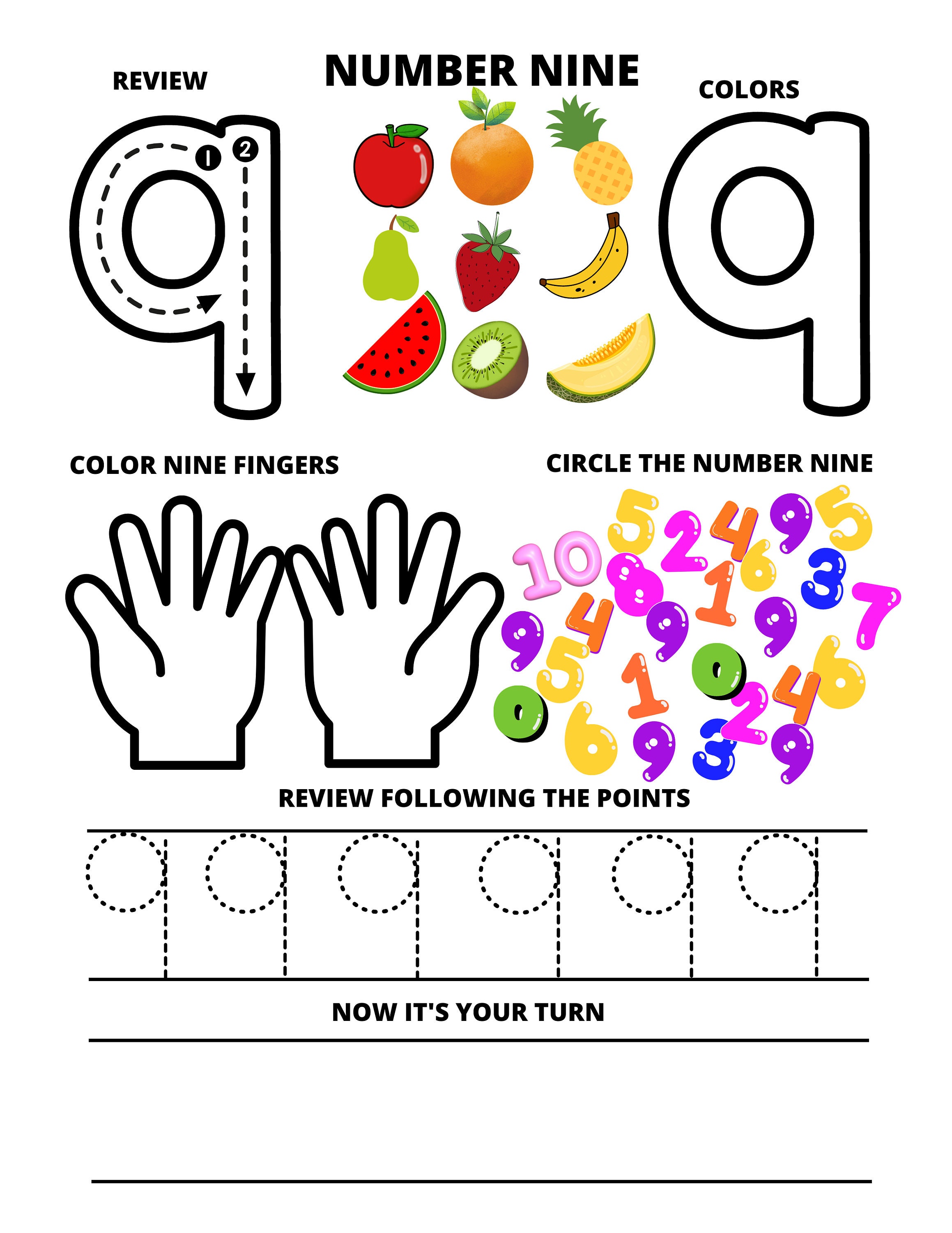 11 Pages to Review and Color Numbers Preschool Math Coloring Review ...