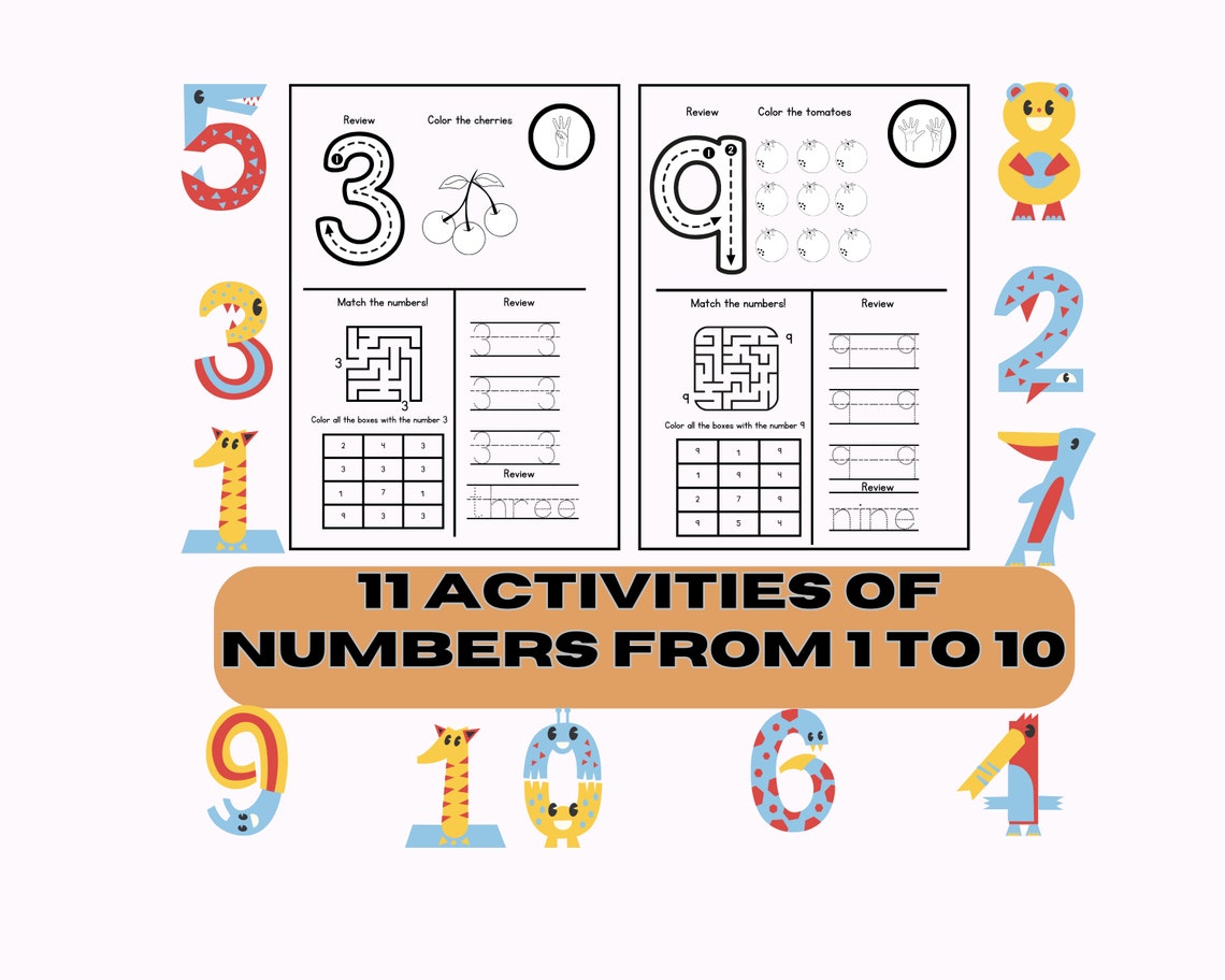 11 Printable Numbers 1-10 Activity Pages | Review the Numbers | Write ...