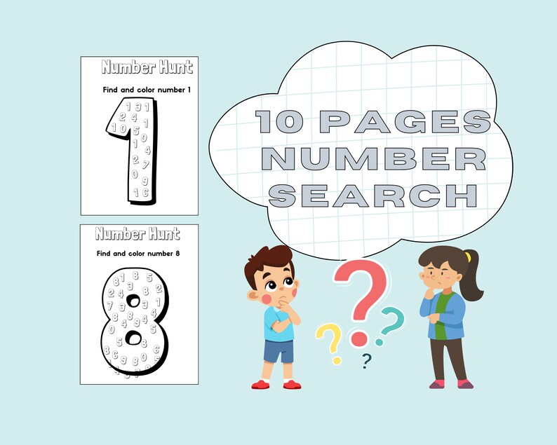 10 Printable Number Find and Color Pages Numbers From 0 to 9 Color the ...