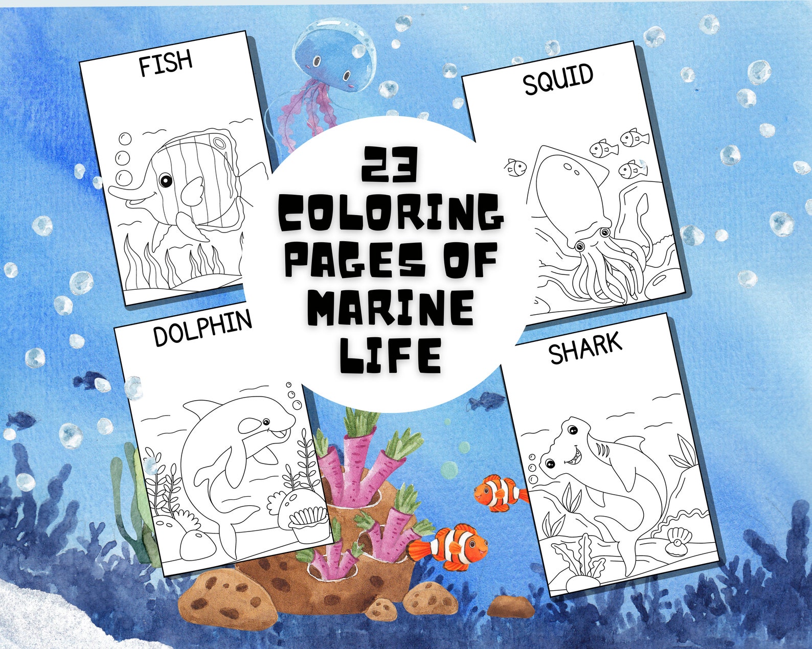 23 Printable Drawings of Marine Animals to Color Sea Animals Coloring ...