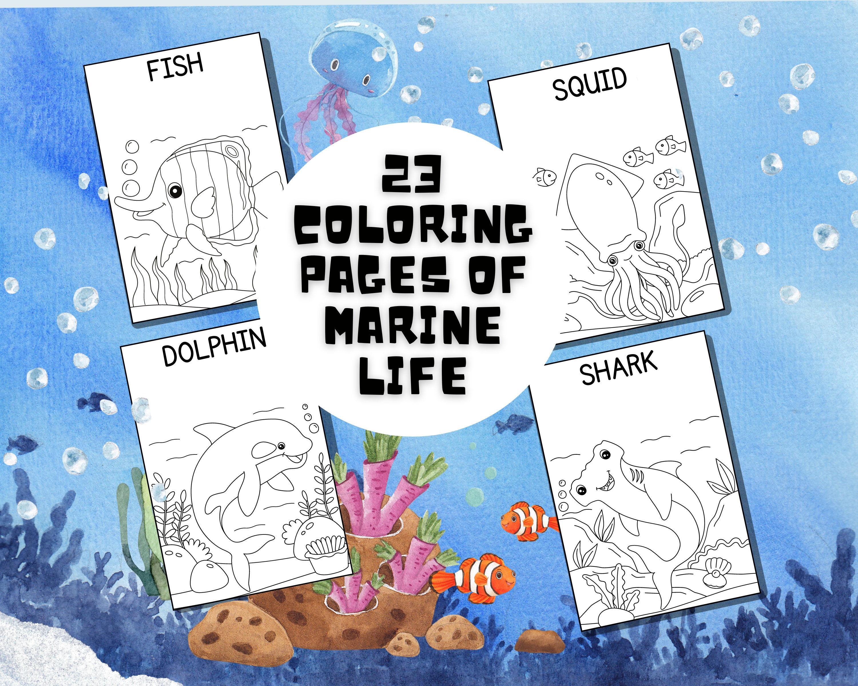 23 Printable Drawings of Marine Animals to Color Sea Animals Coloring ...