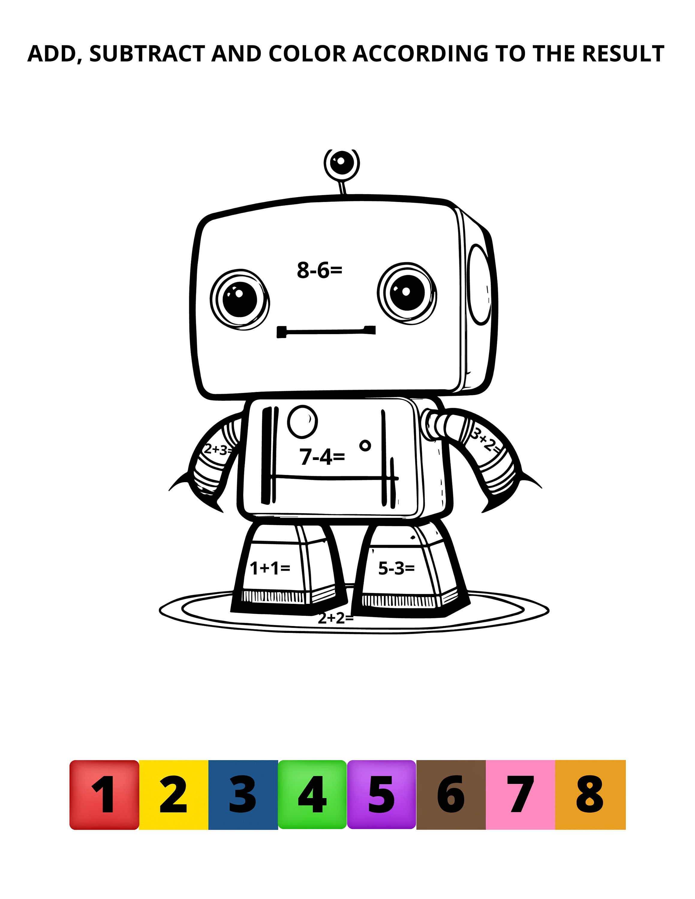 39 Pages of Addition, Subtraction and Coloring Exercises Preschool ...