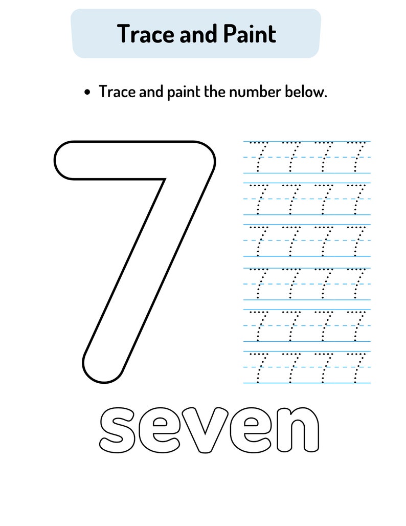 10 Printable Number Tracing and Coloring Pages Trace and Color Numbers ...