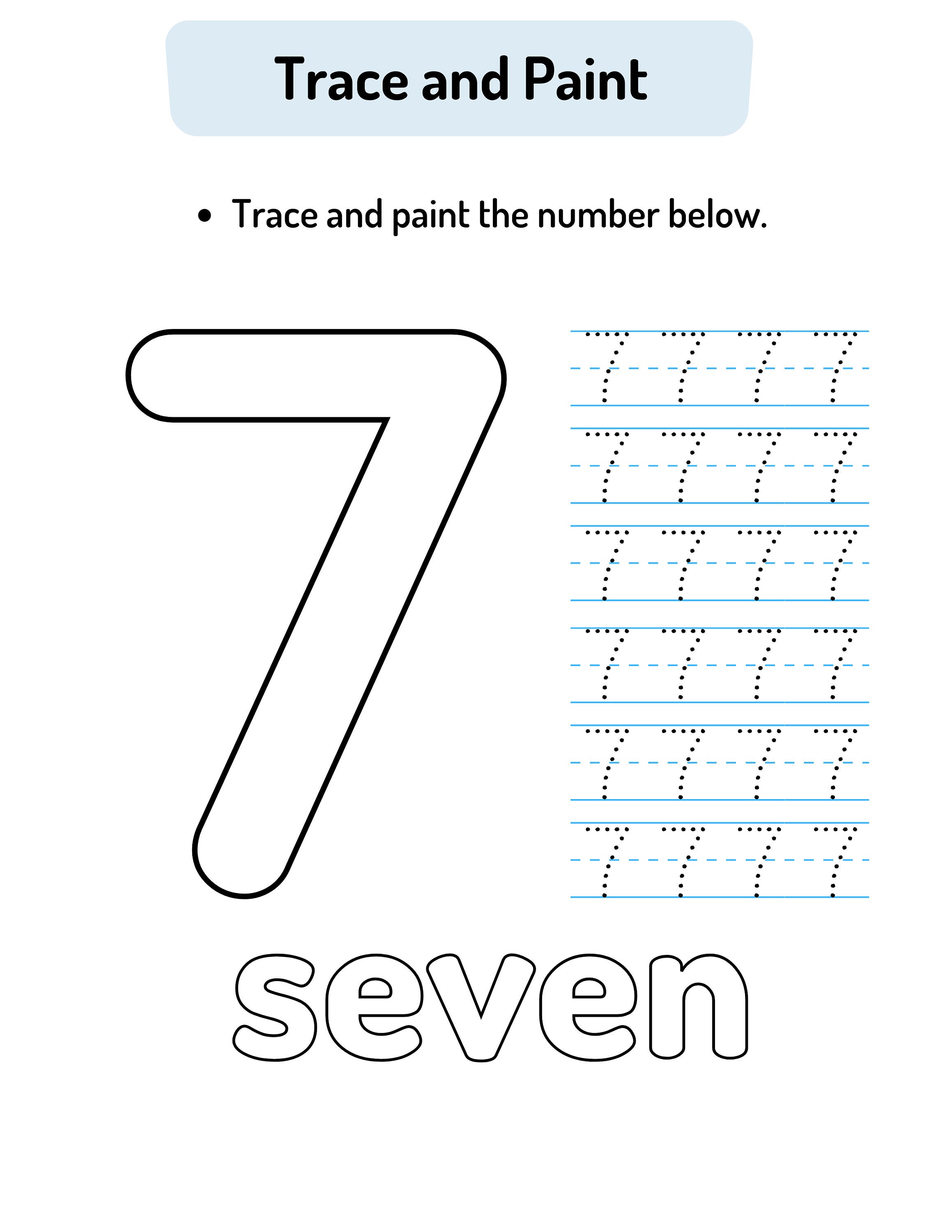 10 Printable Number Tracing and Coloring Pages | Trace and Color ...