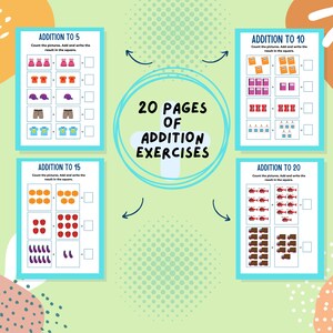 20 Pages of Printable Addition Exercises Add up to 5, 10, 15 and 20 ...