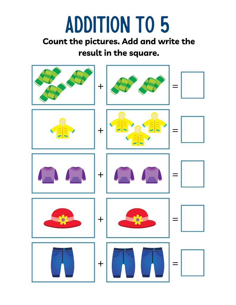 20 Pages of Printable Addition Exercises Add up to 5, 10, 15 and 20 ...