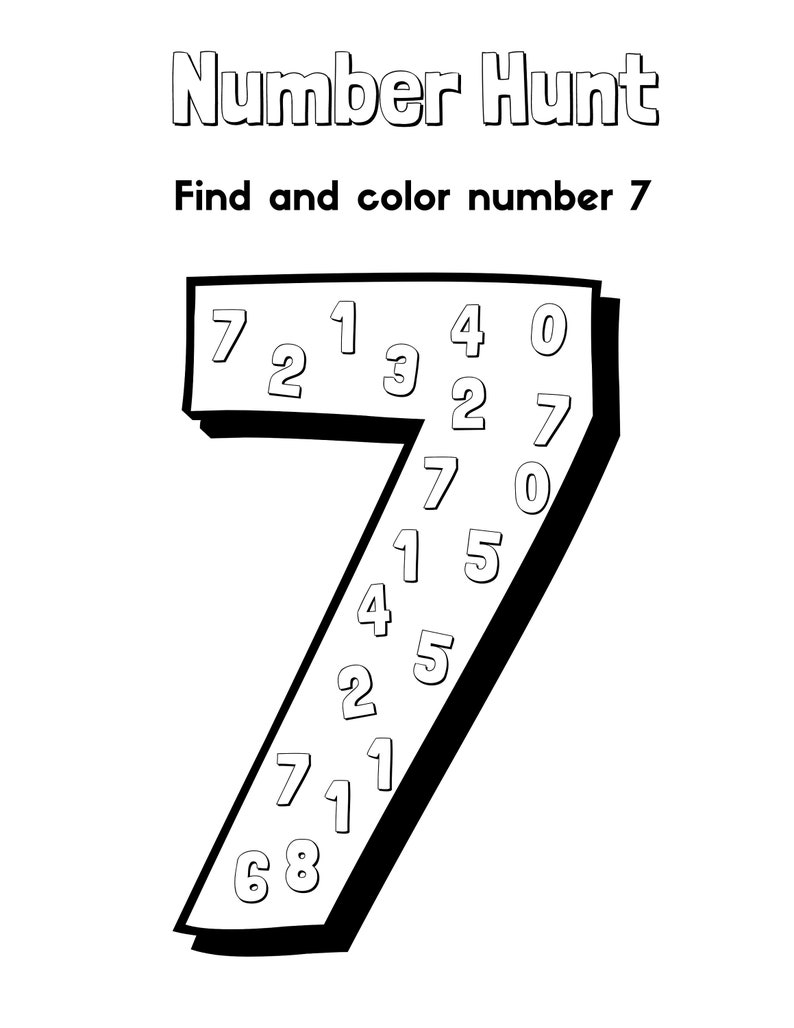 10 Printable Number Find and Color Pages Numbers From 0 to 9 Color the ...