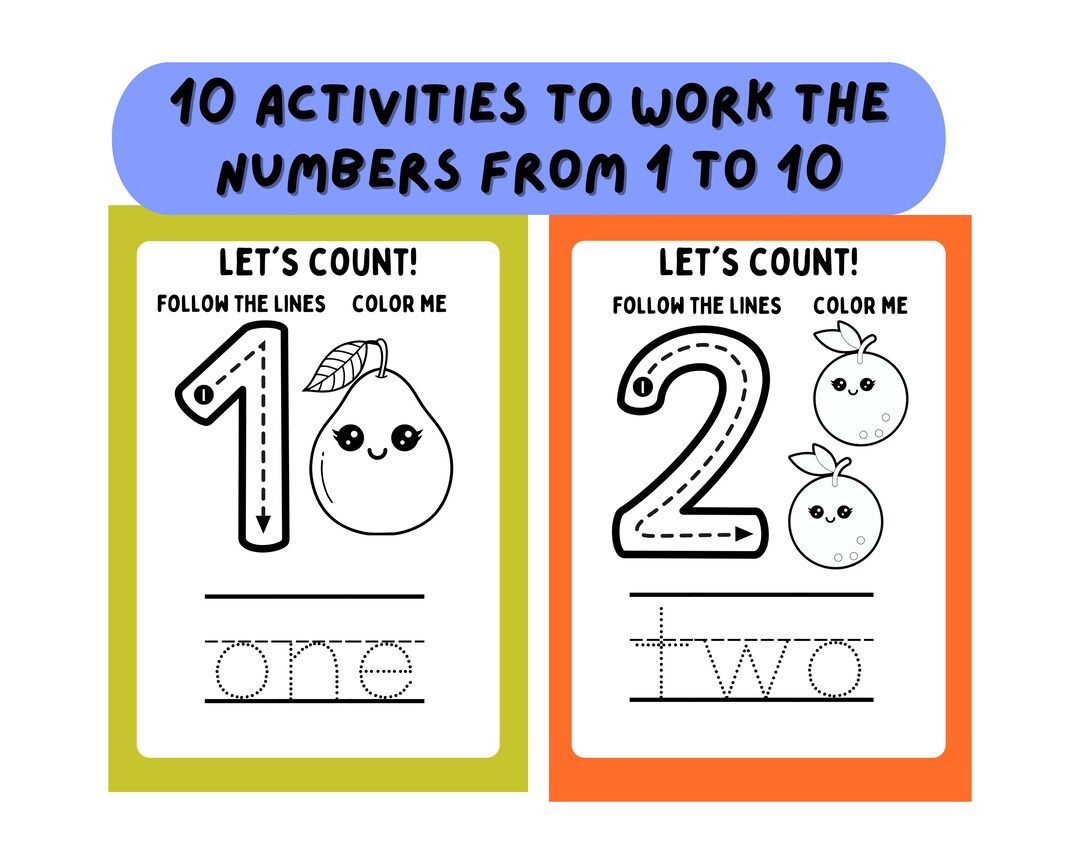10 Printable Number Review Pages Preschool Math Coloring - Etsy UK
