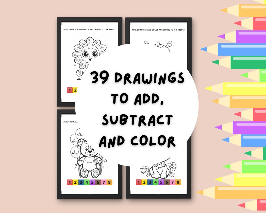 39 Pages of Addition, Subtraction and Coloring Exercises Preschool ...