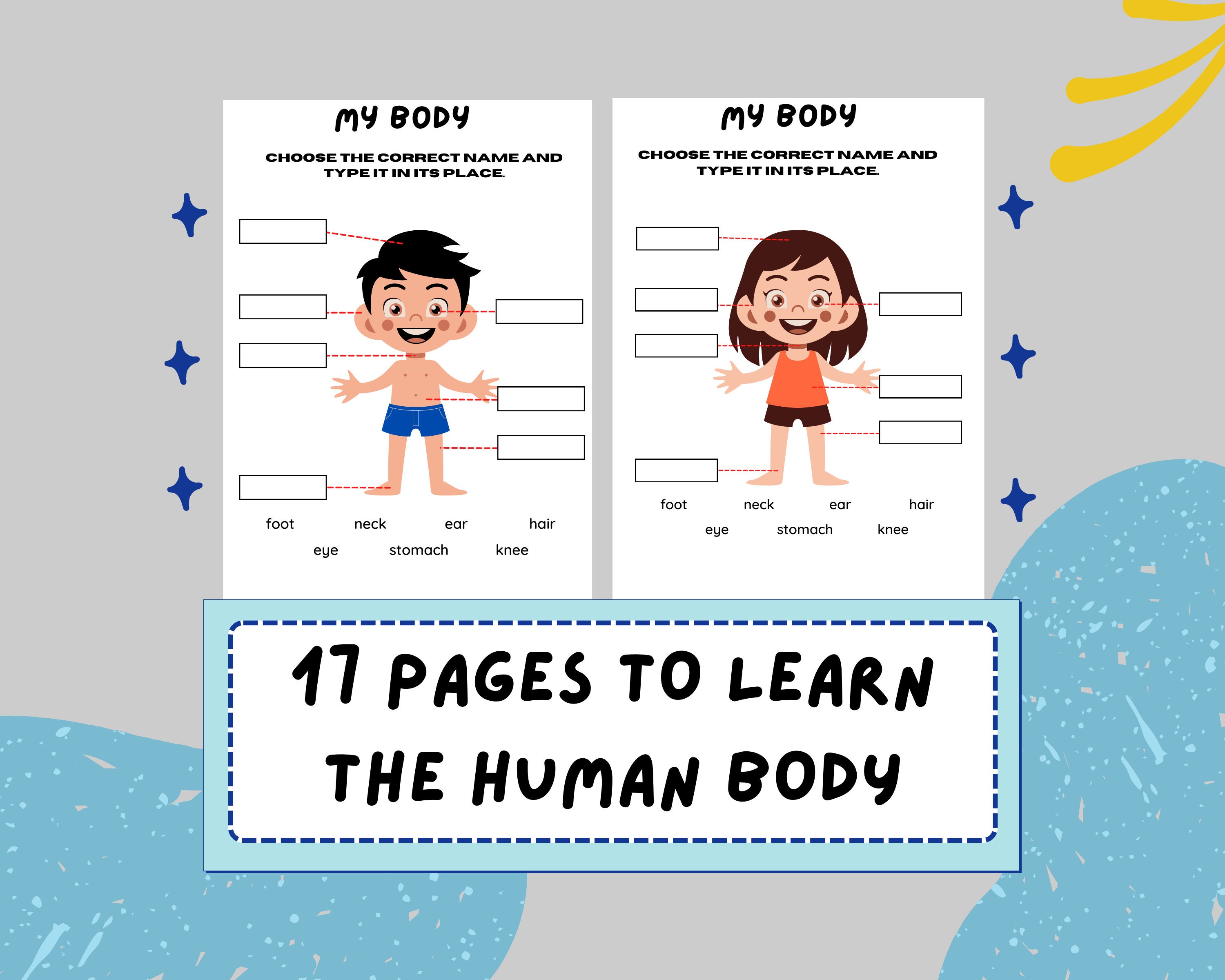 17 Printable Pages to Learn the Parts of the Human Body Parts of the ...