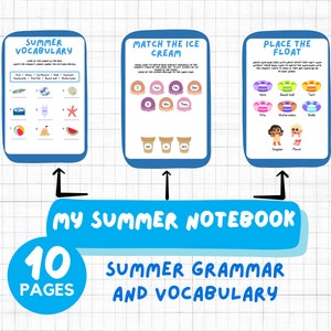 Printable Summer Notebook Grammar and Vocabulary Related to Summer 10 ...