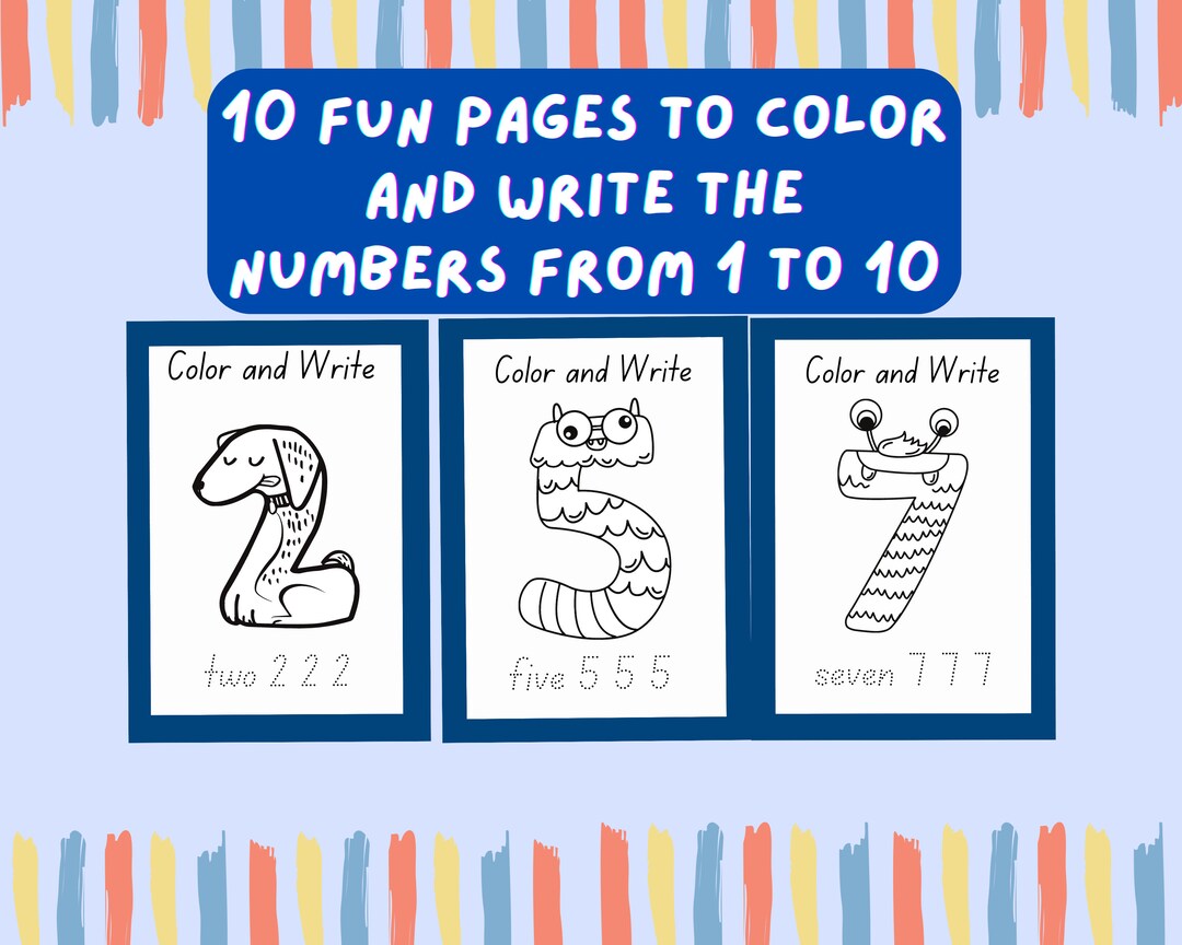 10 Pages to Review and Color the Numbers From 1 to 10 Printable ...