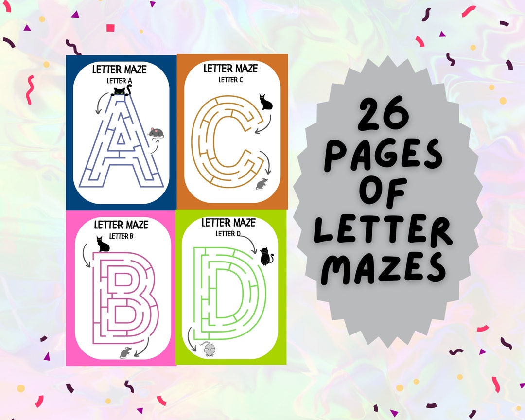 26 Pages of Printable Letter Mazes Alphabet Maze Letter Maze School ...