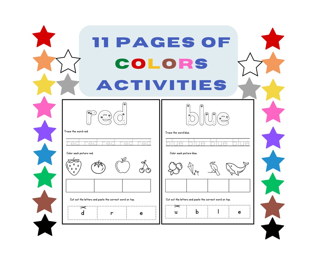 11 Printable Pages to Learn Colors| Review the Letters, Color, Cut and ...
