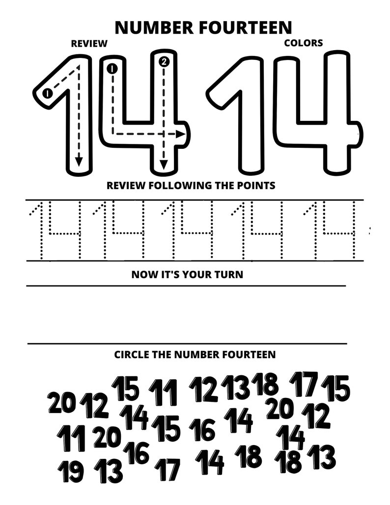 11 páginas imprimibles Repasar y colorear los números del 11 al 20 ...