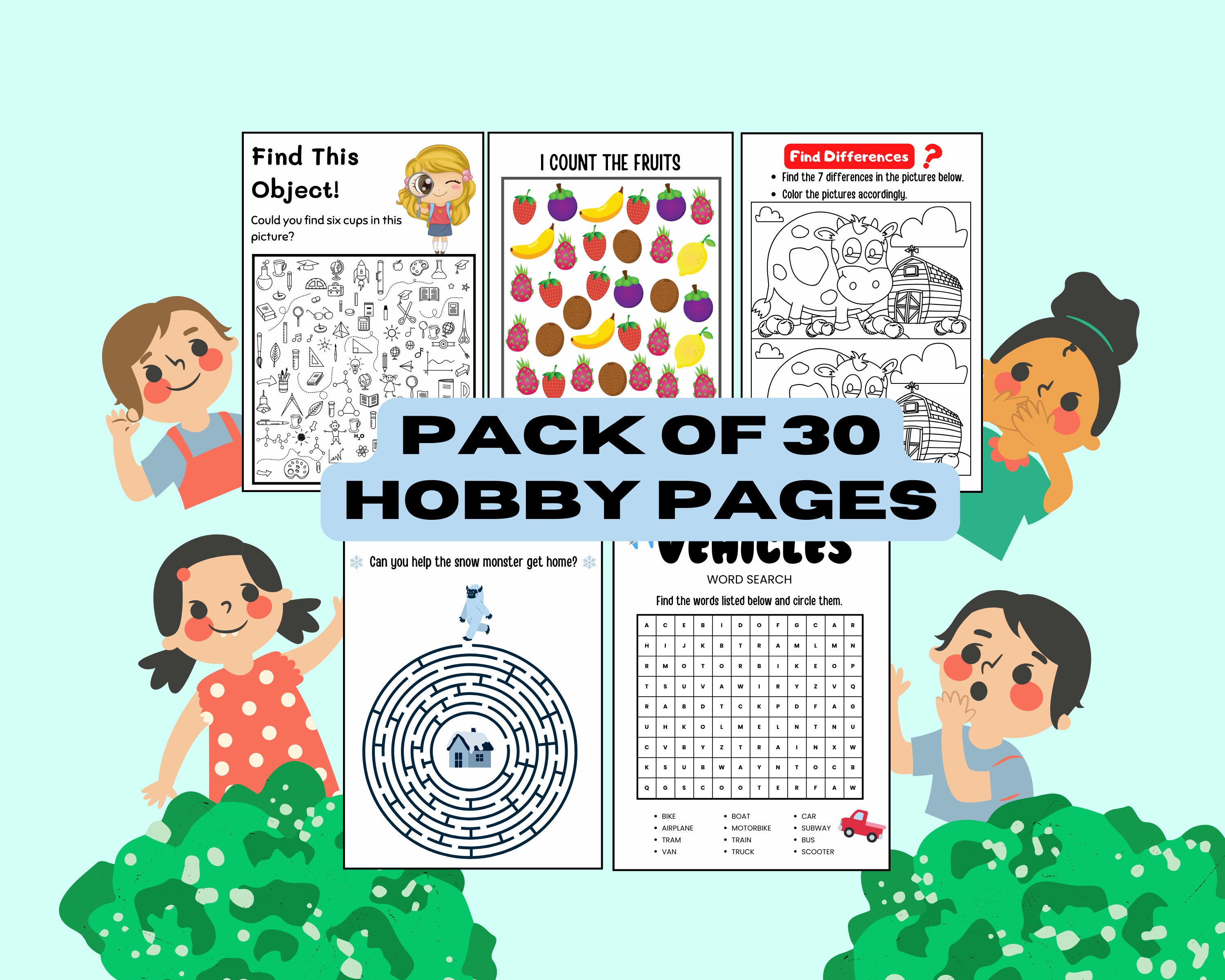 Pack of 30 Printable Pages of Fun Hobbies Hobbies for Children for All ...