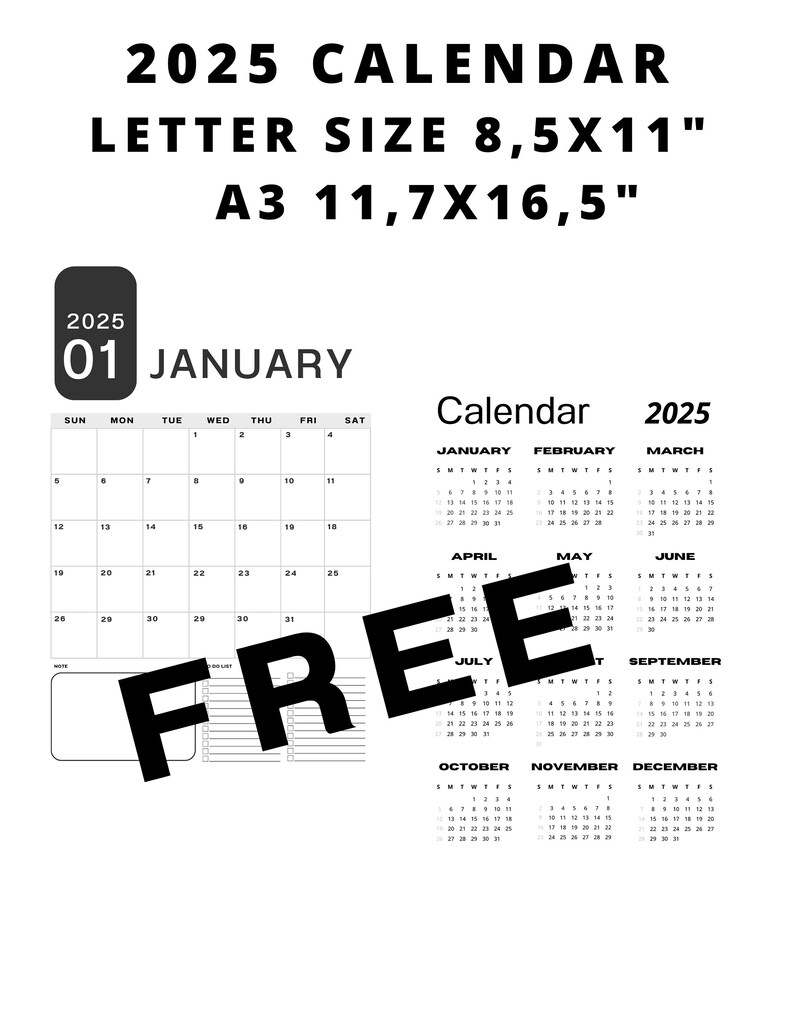 Monthly Calendar 2024 Printable Minimalist in Black and White US Letter ...