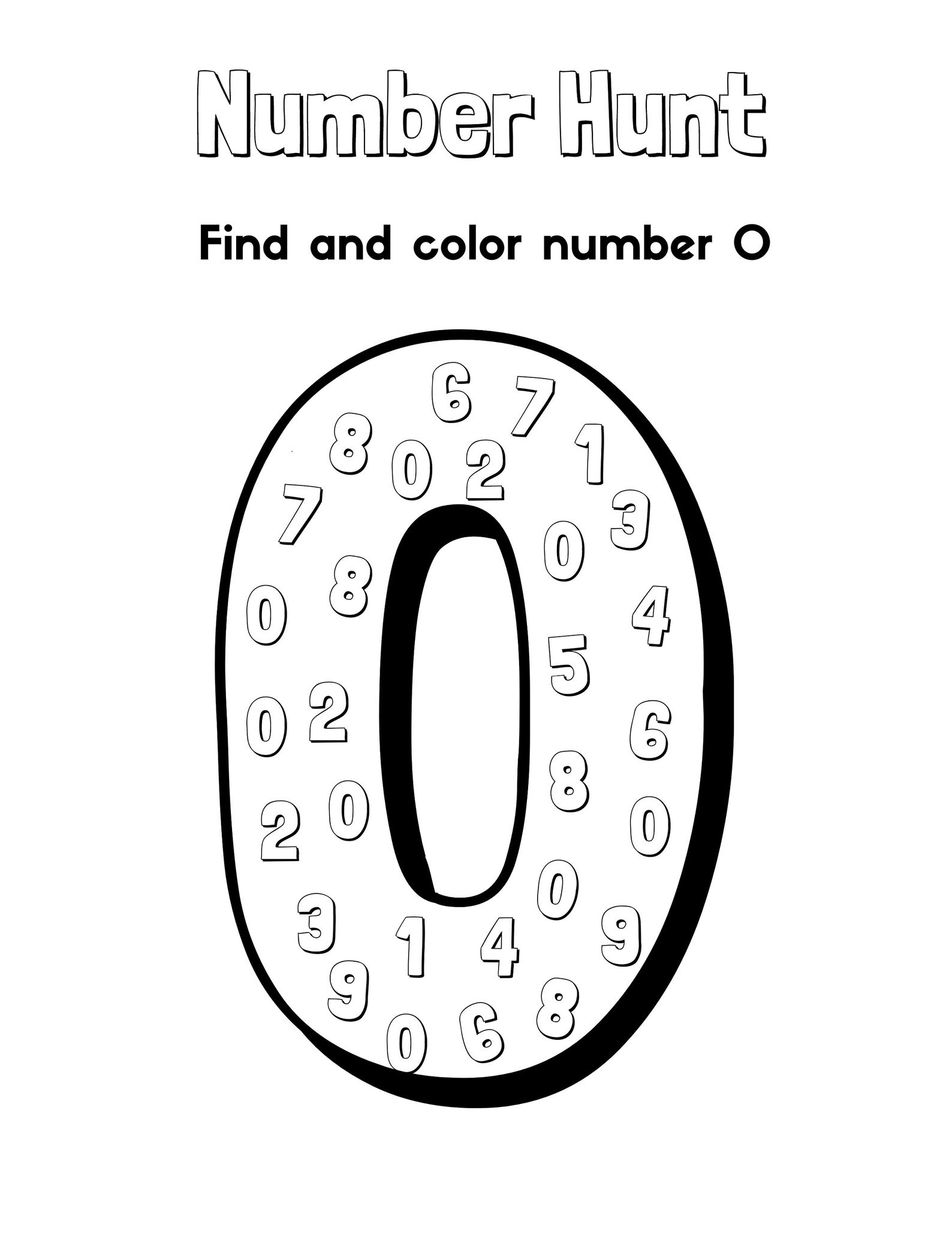 10 Printable Number Find and Color Pages Numbers From 0 to 9 Color the ...