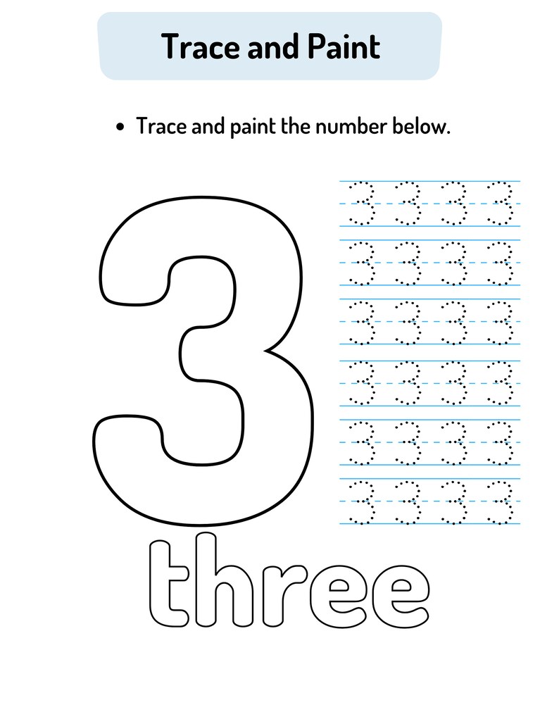10 Printable Number Tracing and Coloring Pages | Trace and Color ...
