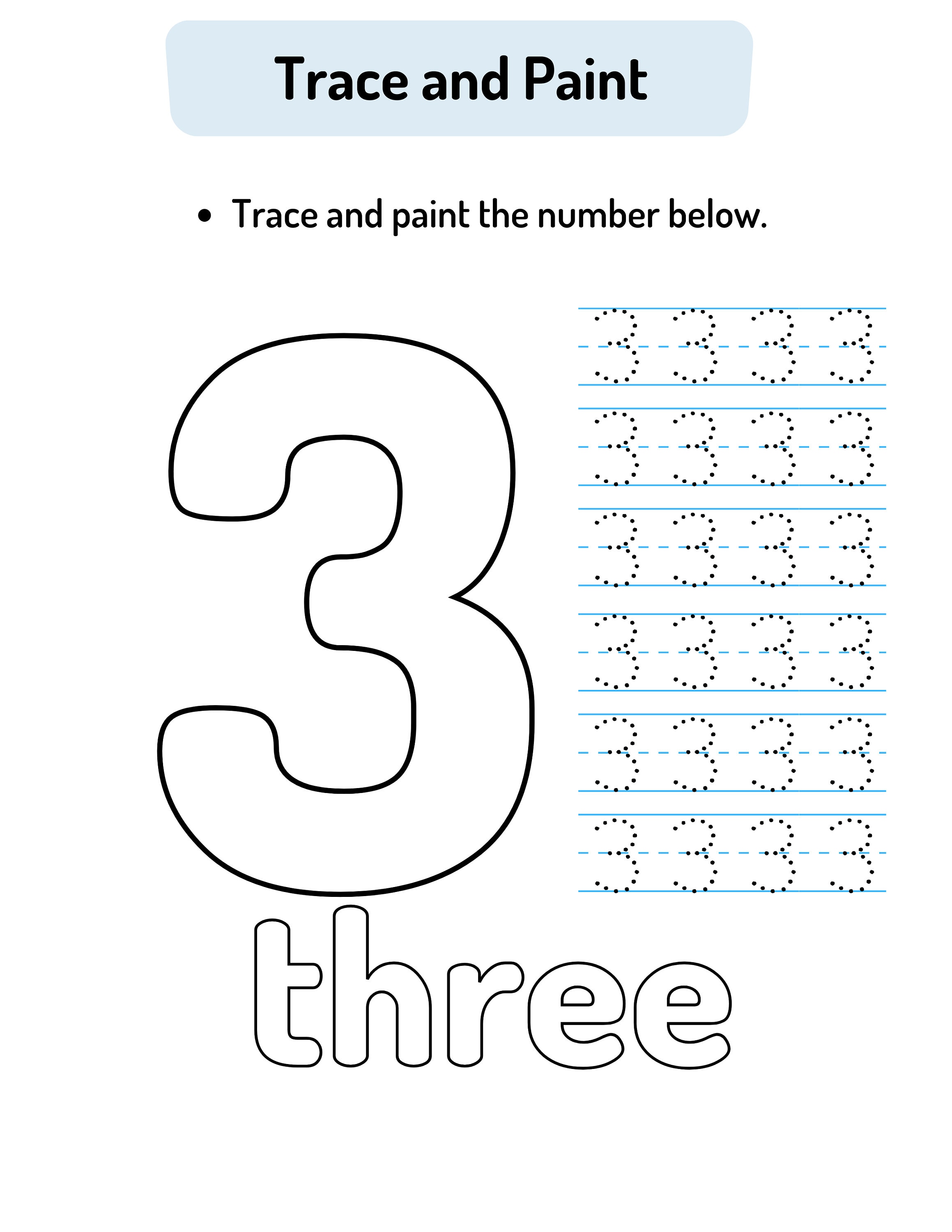 10 Printable Number Tracing and Coloring Pages | Trace and Color ...