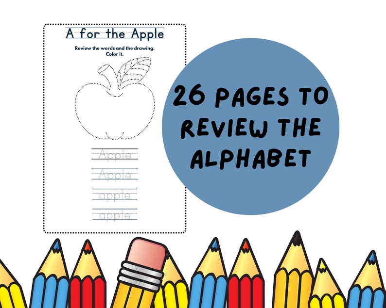 26 Printable Alphabet Pages Review Words and Pictures Coloring Drawings ...