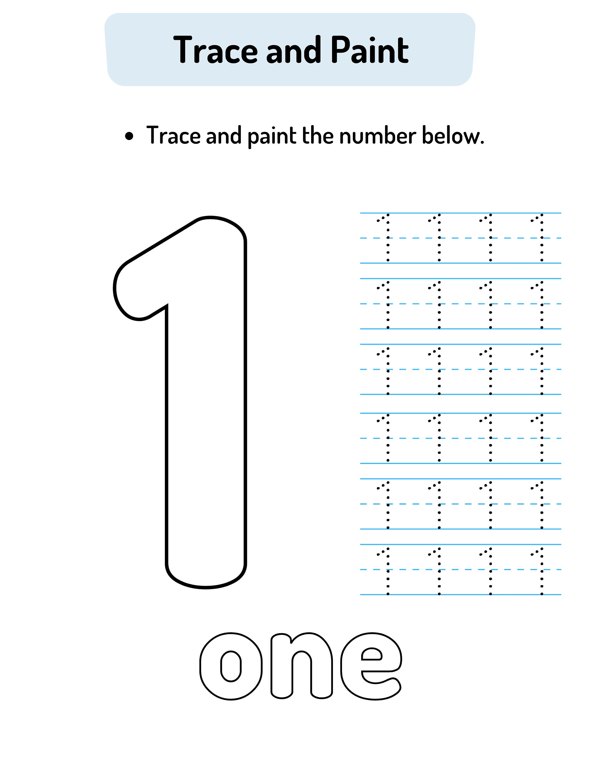 10 Printable Number Tracing and Coloring Pages | Trace and Color ...