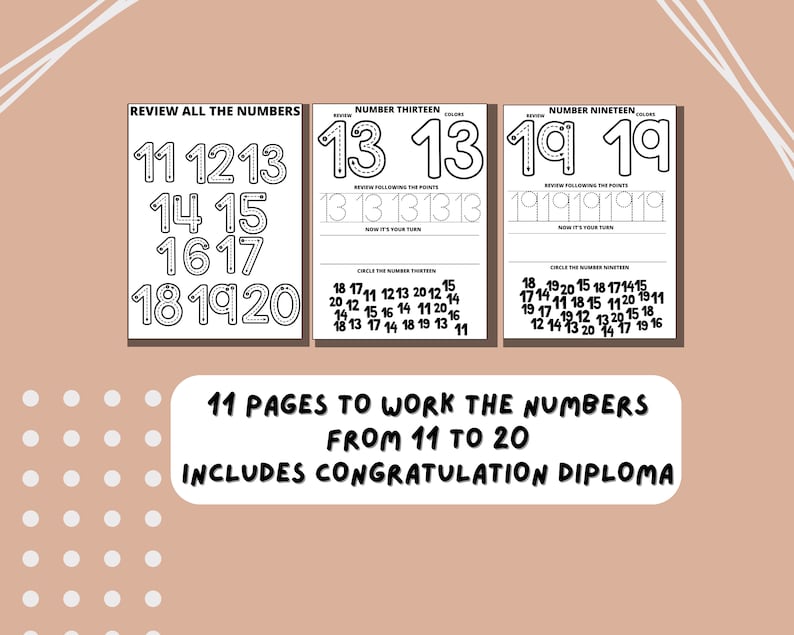 11 páginas imprimibles| Repasar y colorear los números del 11 al 20 ...