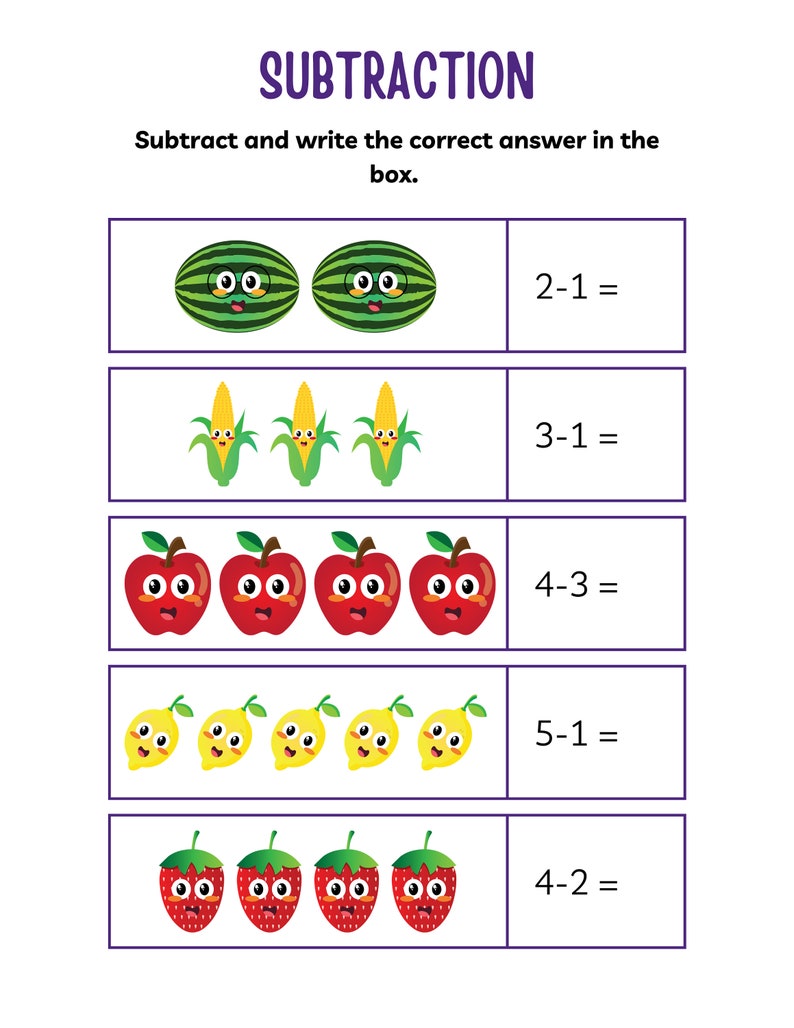 19 Pages of Subtraction Exercises Preschool Subtraction Preschool Math ...