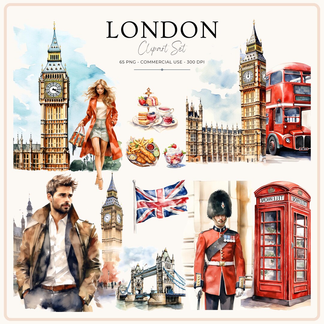 Watercolor London Clipart, Watercolor London Illustrations, Travel ...
