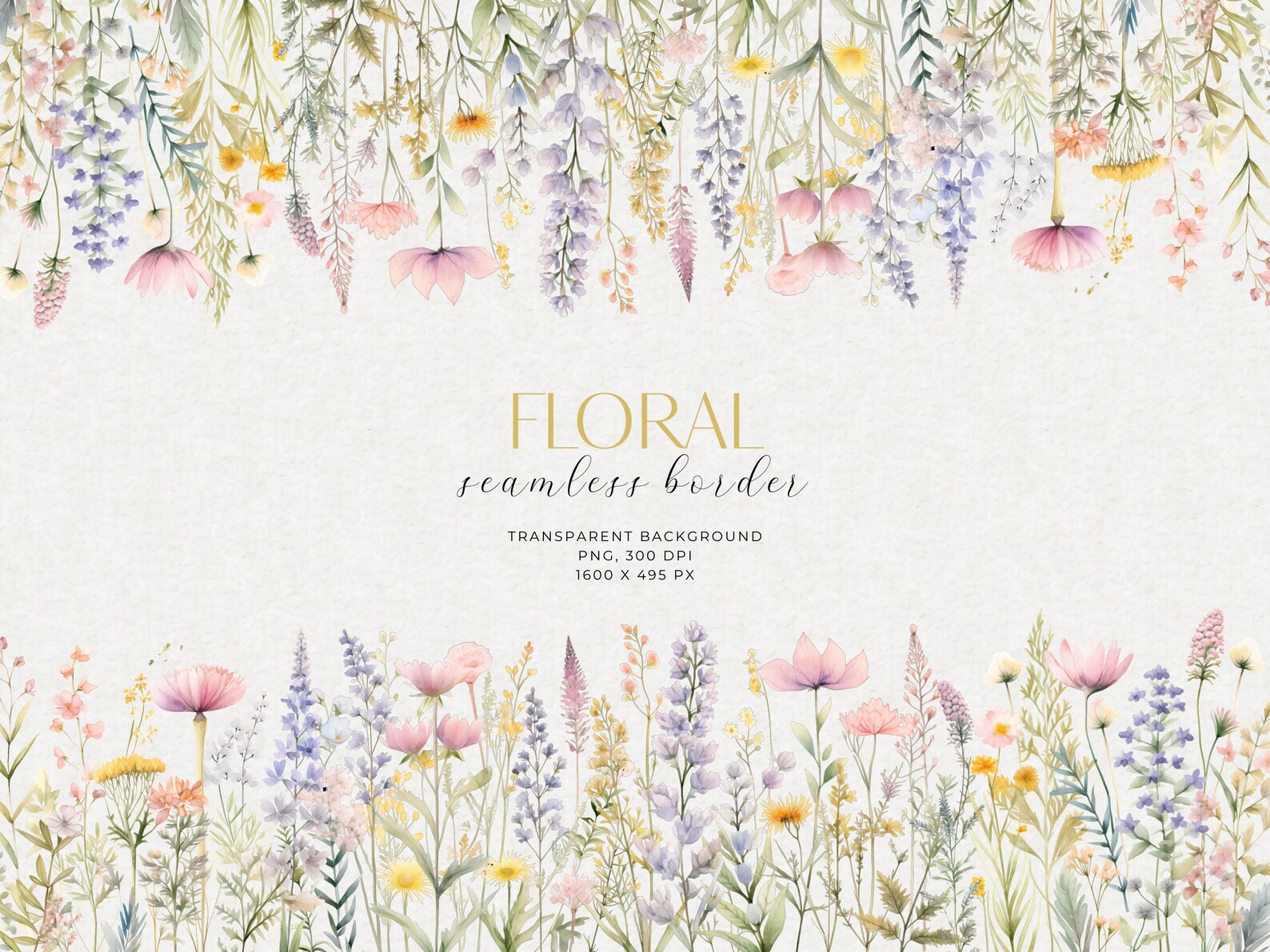 Meadow Watercolor Flower Clipart, Floral Clipart, Wildflowers Floral ...