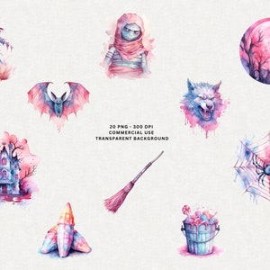 Pastelloween Clipart PNG Set, 20 Halloween Clipart, Commercial Use Clip ...