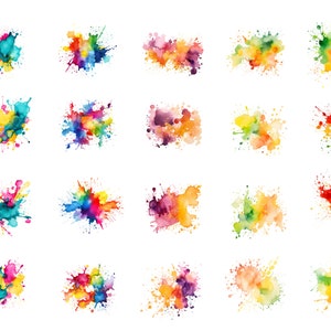 100 Watercolor Splash, Splatters, Alcohol Ink PNG, Abstract Clipart ...