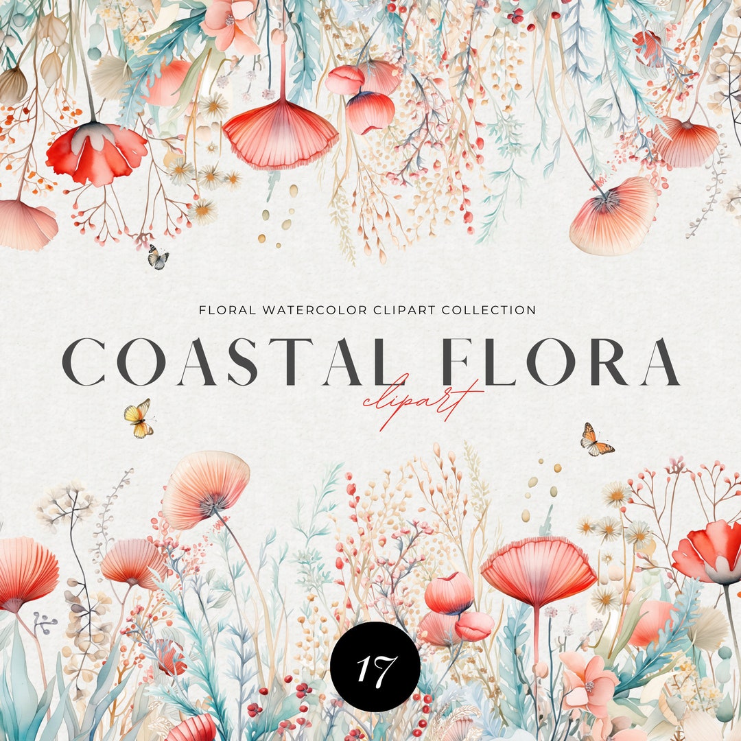 Meadow Watercolor Flower Clipart, Floral Clipart, Wildflowers Floral ...